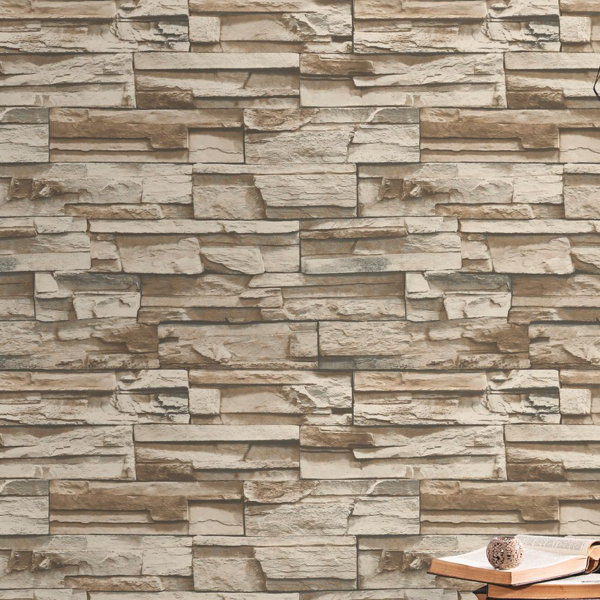 Stacked Stone Wallpaper | Wayfair