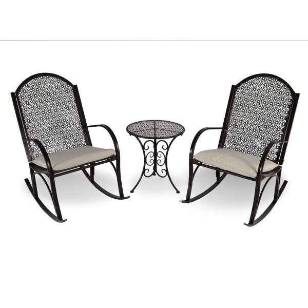Tortuga Outdoor Metal Garden Rocker - 3Pc Set (2 rockers, 1 side table ...