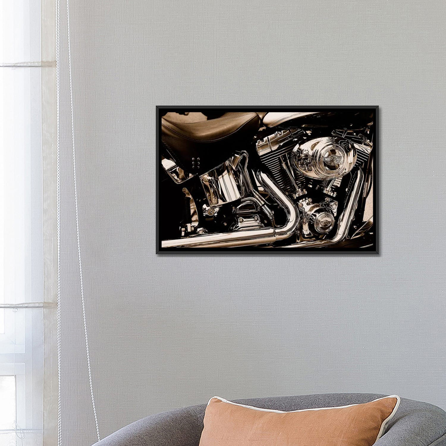 17 Stories Harley Motorcycle by Unknown Artist - Floater Frame Print ...
