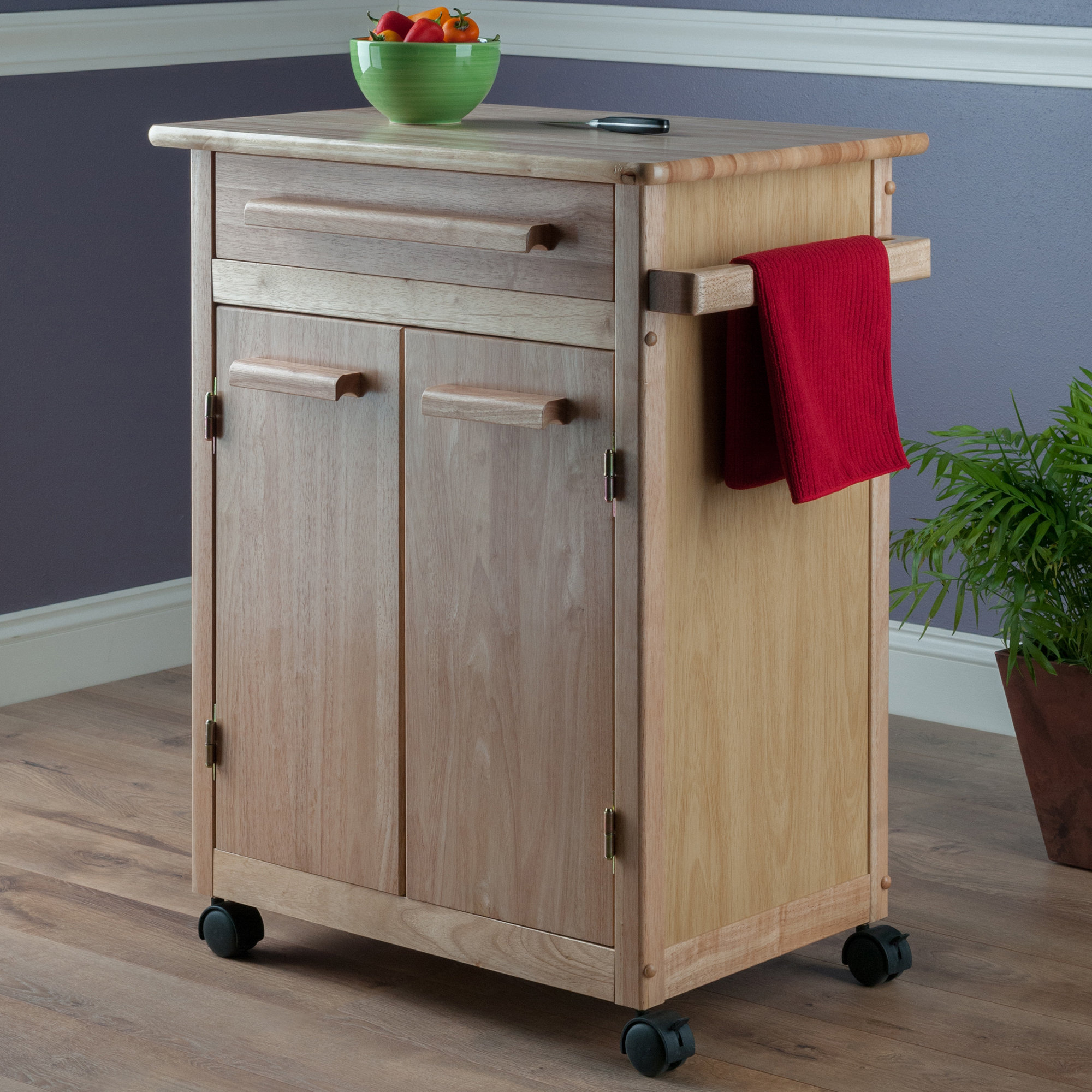 Red Barrel Studio® Baca 26.9'' Wide Rolling Kitchen Cart with Solid ...