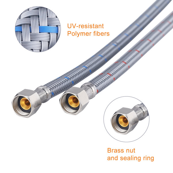 WOWOW Faucet Supply Lines, 20" Length Bathroom Kitchen Faucet Connector ...