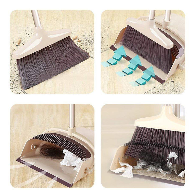 ANMINY Lengthened Collapsible Adjustable Long-handled Broom and Dustpan ...