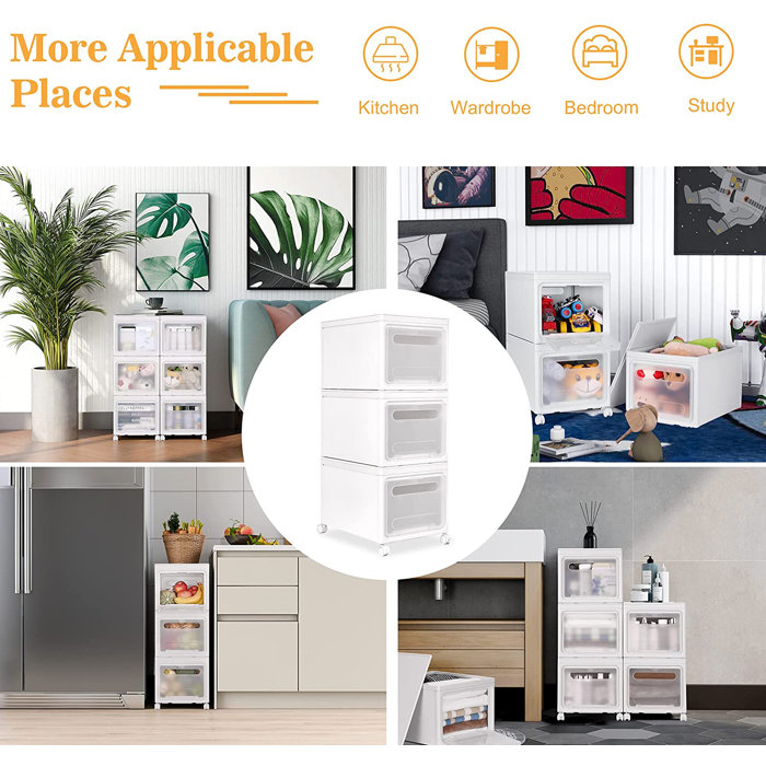 Rebrilliant Storage Cart And Organizer With Lid, Large Foldable Storage ...