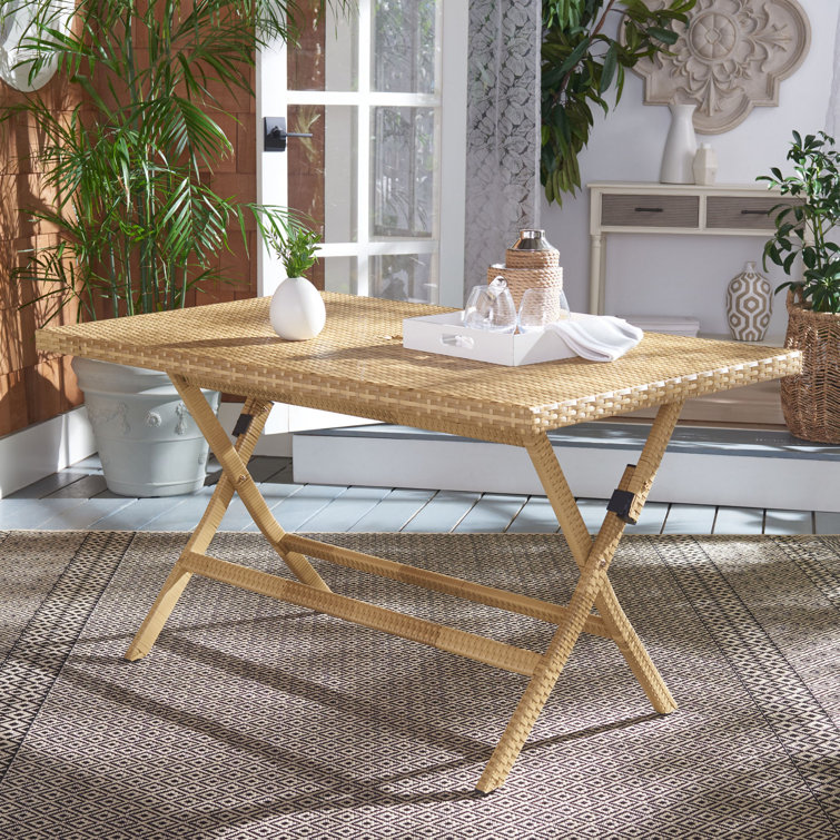 Red Barrel Studio® Ched Folding Rattan Dining Table & Reviews | Wayfair