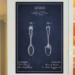 Williston Forge Spoon Navy Blue Patent Blueprint by Aged Pixel ...