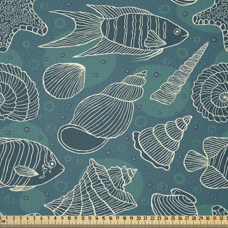 East Urban Home Ambesonne Sea Shells Fabric By The Yard, Nautical Ocean ...