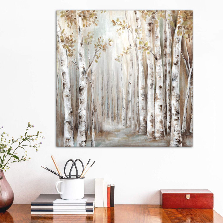 East Urban Home Sunset Birch Forest III by Eva Watts - Print | Wayfair