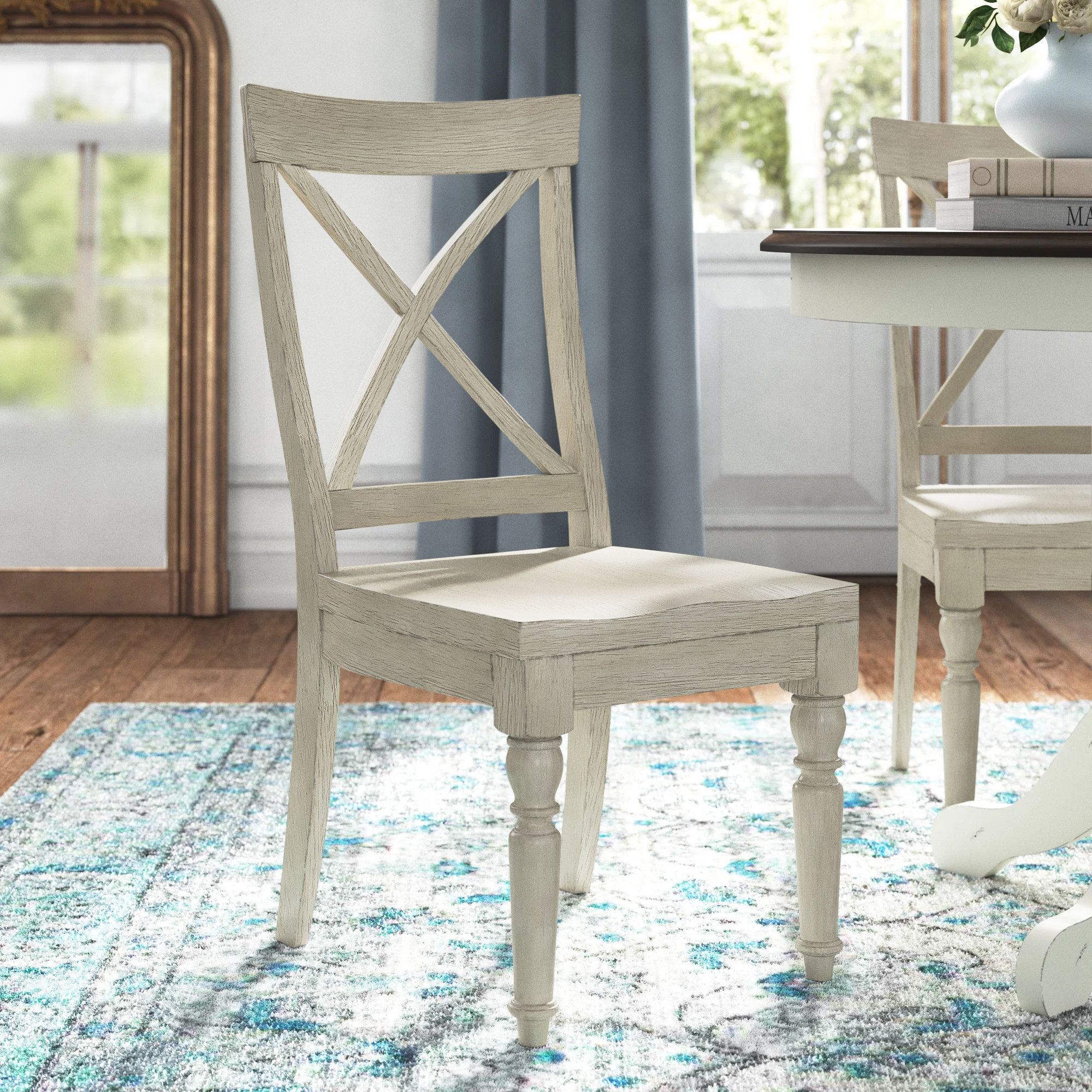 Kelly Clarkson Home Colombes Solid Wood Cross Back Side Chair in ...