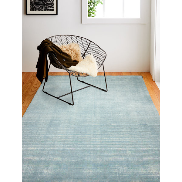 Darya Home Handmade Hand Loomed Wool Blue/White Rug | Wayfair