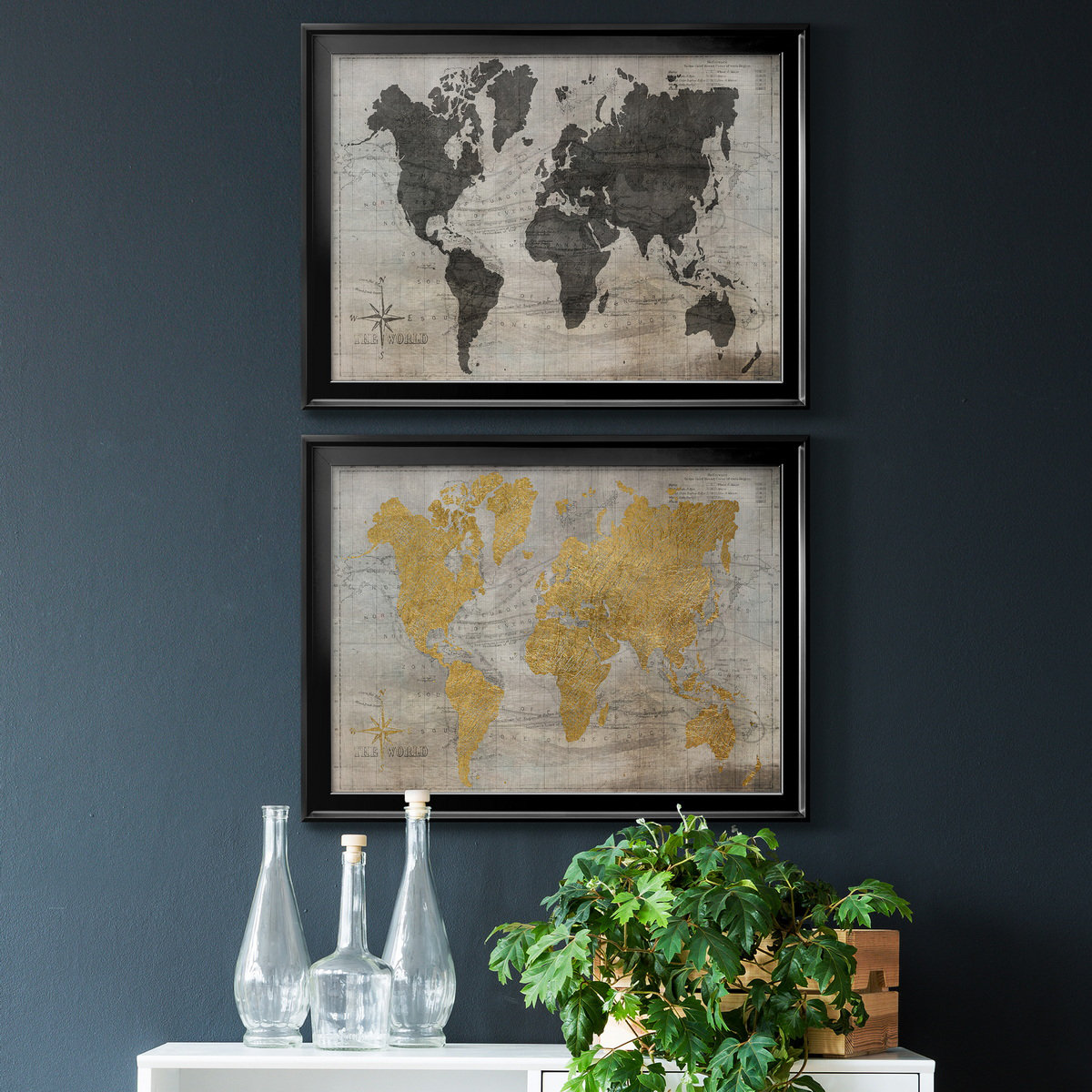 17 Stories World Map - 2 Piece Picture Frame Print Set | Wayfair