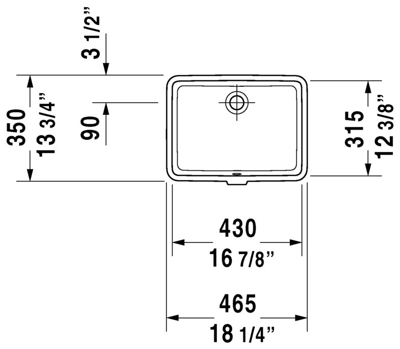 Duravit Vero Ceramic Rectangular Undermount Bathroom Sink with Overflow ...