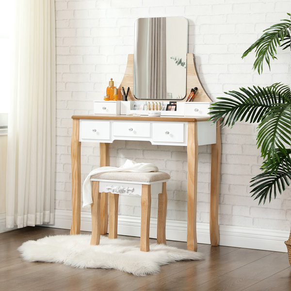 Three Posts Arkin Dressing Table Set with Mirror & Reviews | Wayfair.co.uk