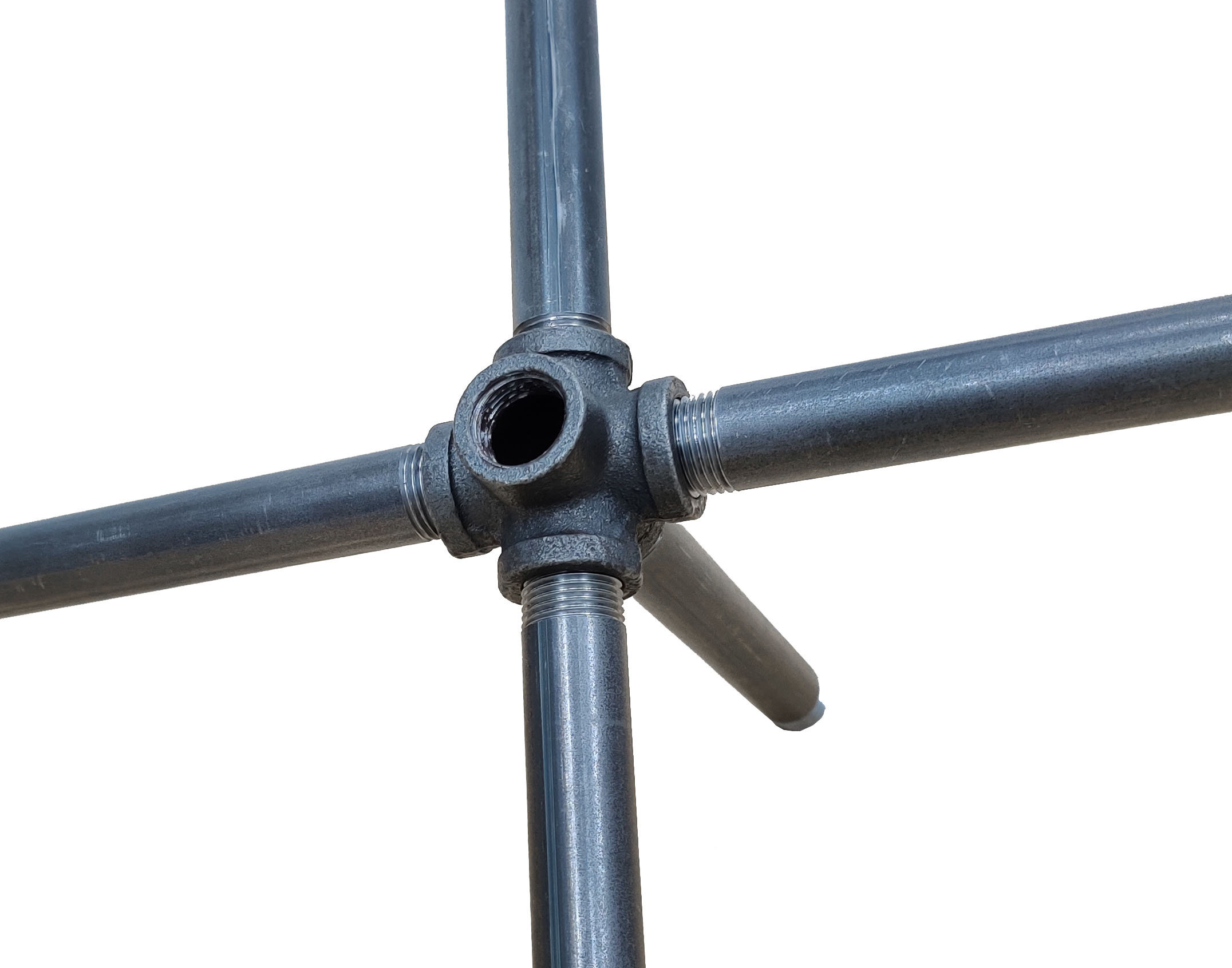 FixtureDisplays 1/2" Black Pipe 6-Way Connector With 4 Mounting Holes ...