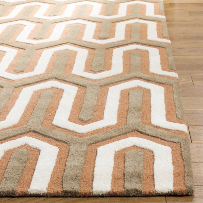 George Oliver Deedgra Handmade Wool Orange/Gray Rug & Reviews | Wayfair