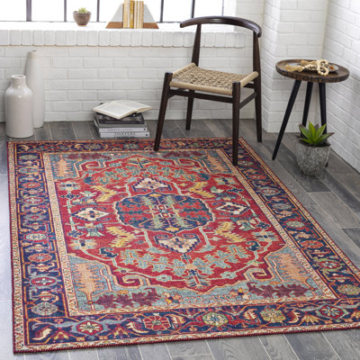 Langley Street Fleckenstein Oriental Area Rug in Red/Navy & Reviews ...