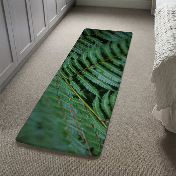 East Urban Home Irio Leaves Shaggy Green Rug | Wayfair.co.uk