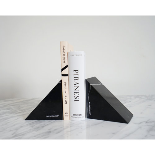 Meda Blooms Triangle Marble Bookends | Wayfair