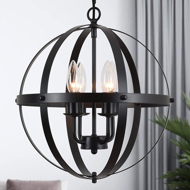 Gracie Oaks 4-Light Rustic Pendant Lighting Fixture Adjustable Height ...