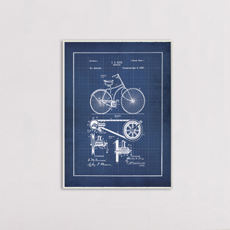 Stupell Industries Vintage Bike Blueprint by Jo Moulton - Graphic Art ...