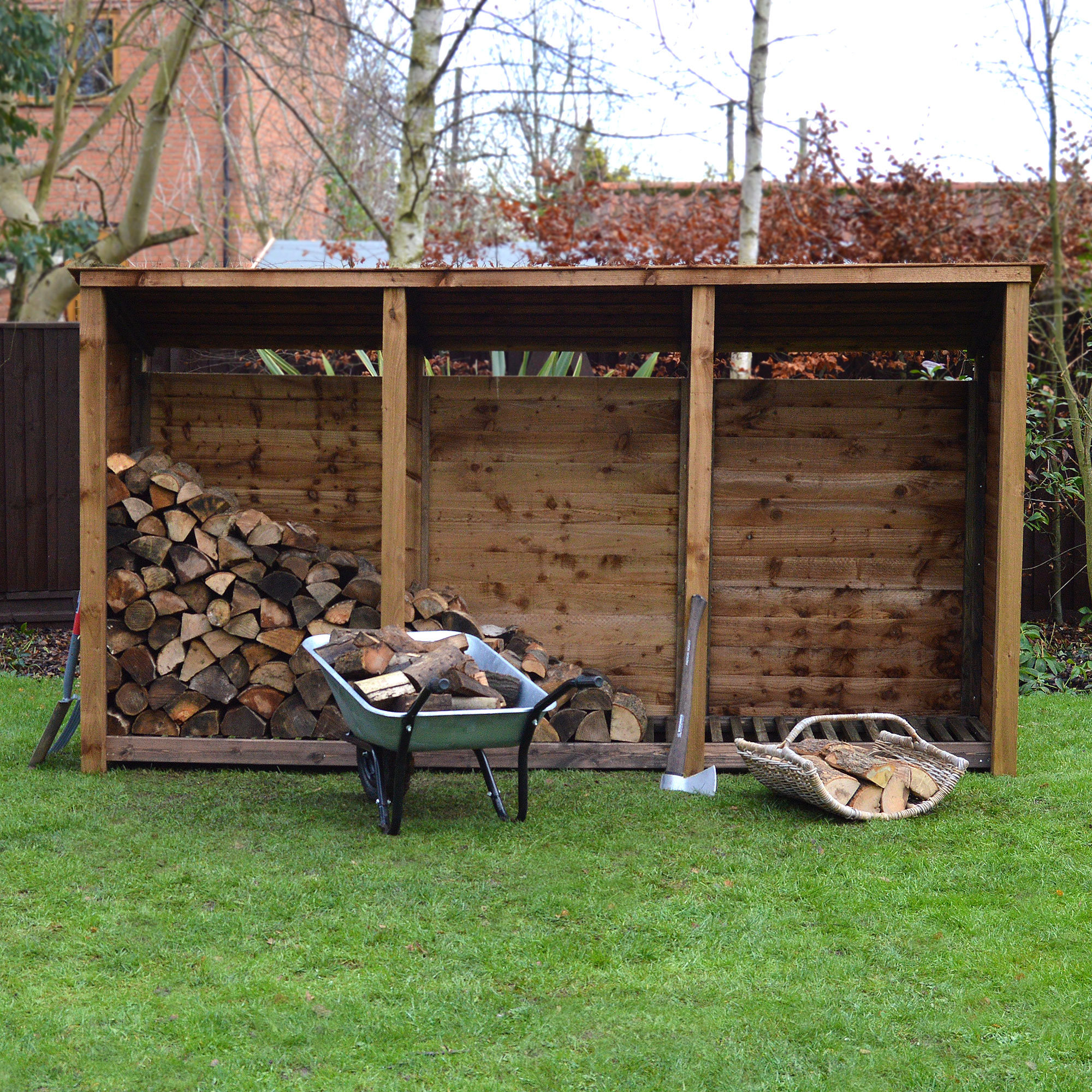 WFX Utility Urbanna 340Cm W x 80Cm D Wood Log Store | Wayfair.co.uk