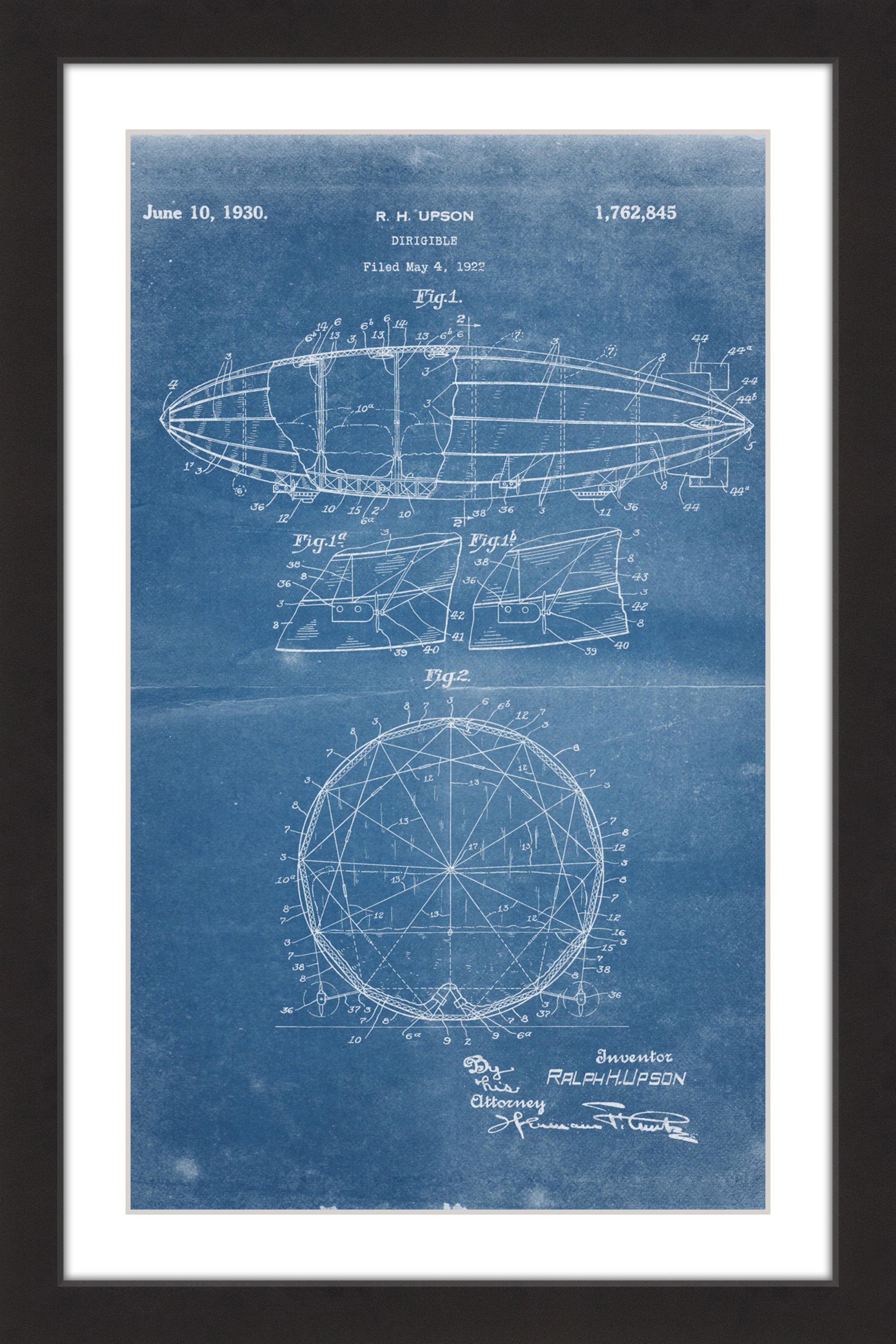 Marmont Hill Dirigible 1922 Blueprint by Steve King - Picture Frame ...