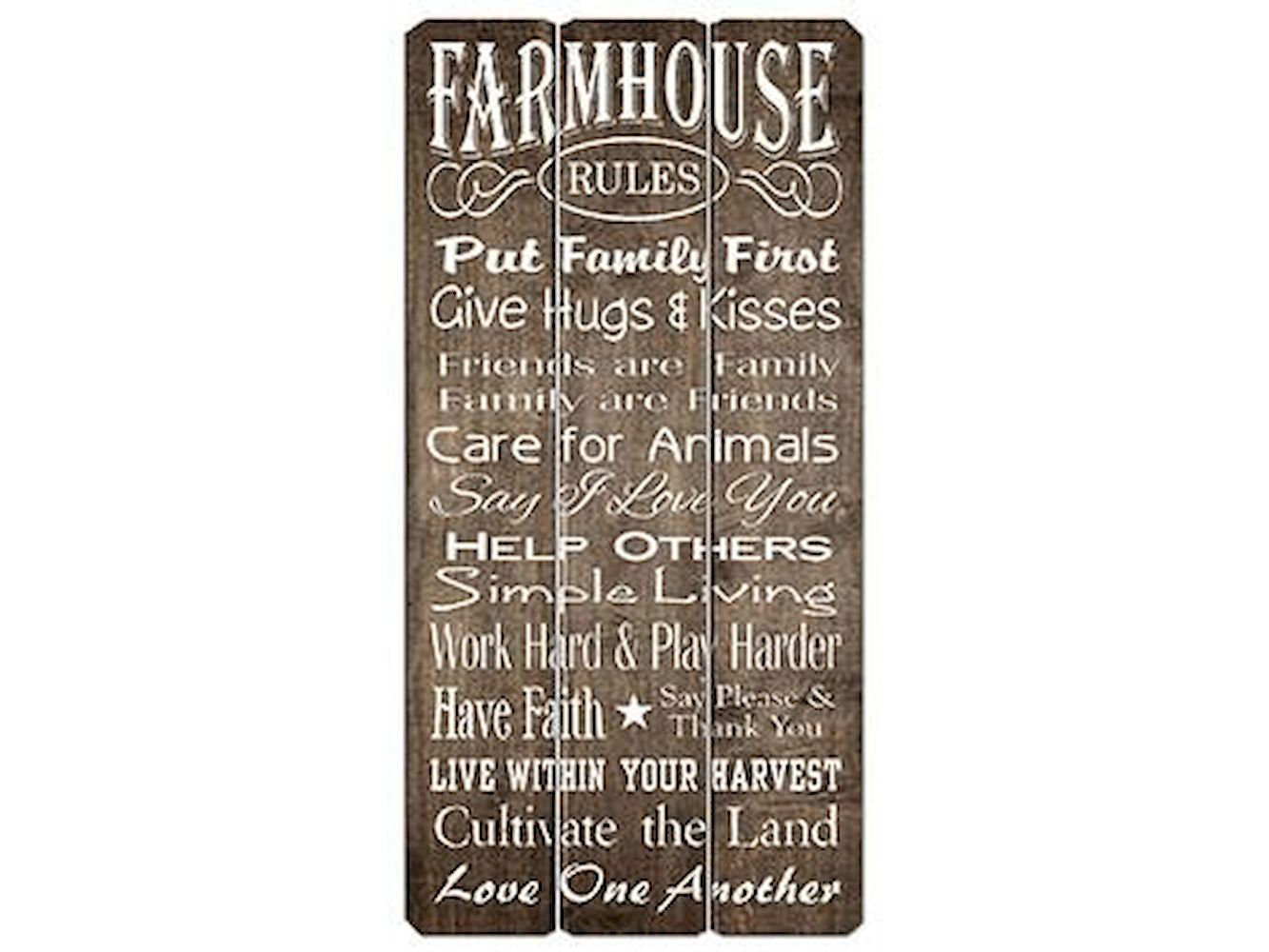 Gracie Oaks Farmhouse Rules Wooden Sign Wall Décor & Reviews | Wayfair