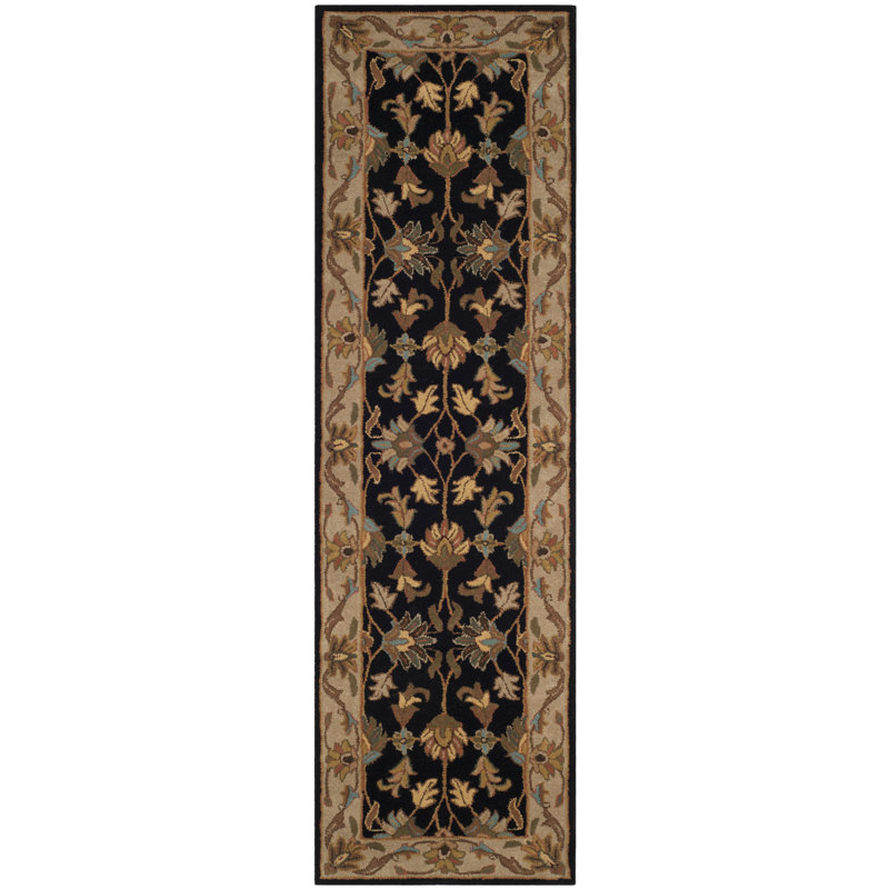 Charlton Home Cranmore Oriental Handmade Tufted Wool Black/Beige Area ...