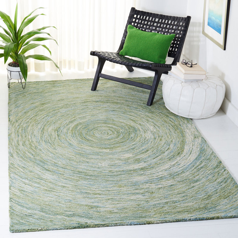 Sand & Stable Antero Abstract Handmade Tufted Wool Sage/Green Area Rug ...