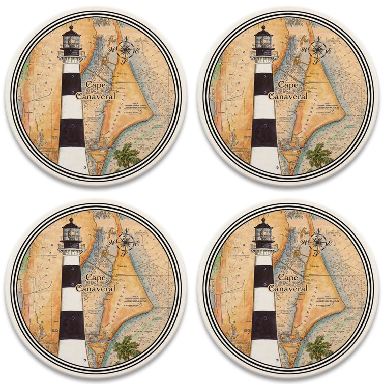 Breakwater Bay Cape Canaveral Lighthouse Coaster Set | Wayfair