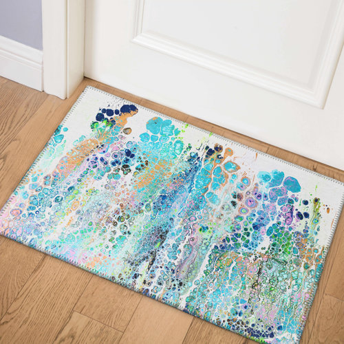 East Urban Home Abstract Machine Woven Area Rug in Blue/Green/Purple ...
