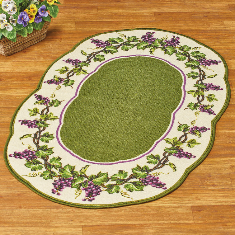 Fleur De Lis Living Oval Alayna Floral Braided Green Area Rug | Wayfair.ca