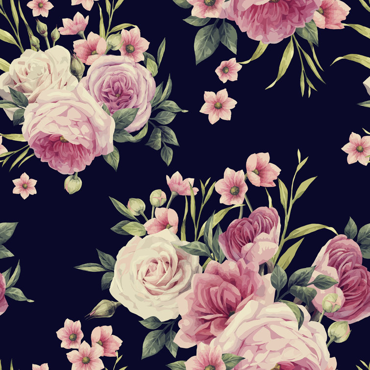 House of Hampton® Hardman Vintage Watercolor Roses 10' L x 24" W Peel ...