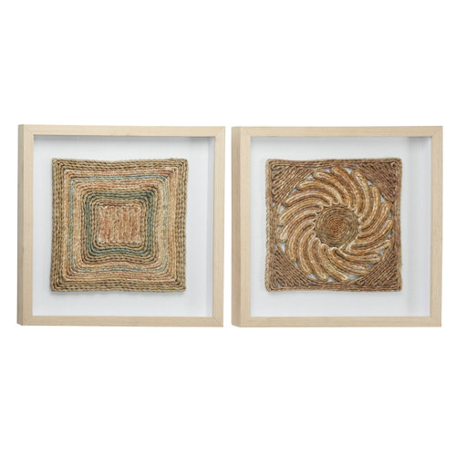 Joss & Main 2 Piece Square Shadow Boxes with Rope Abstract Wall Décor ...