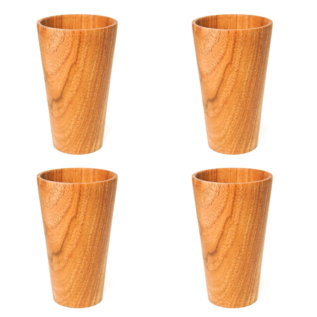 Rainforest Bowls Straight Side Teak Wood Teacup Set | Wayfair