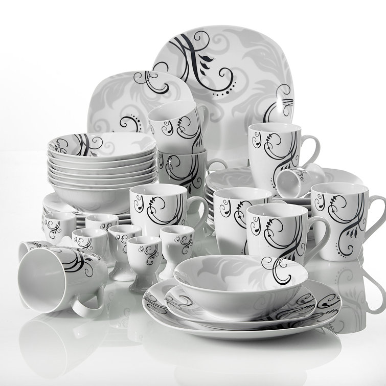 Red Barrel Studio® Mackinley 40-Piece Striped Porcelain Dinnerware Set ...