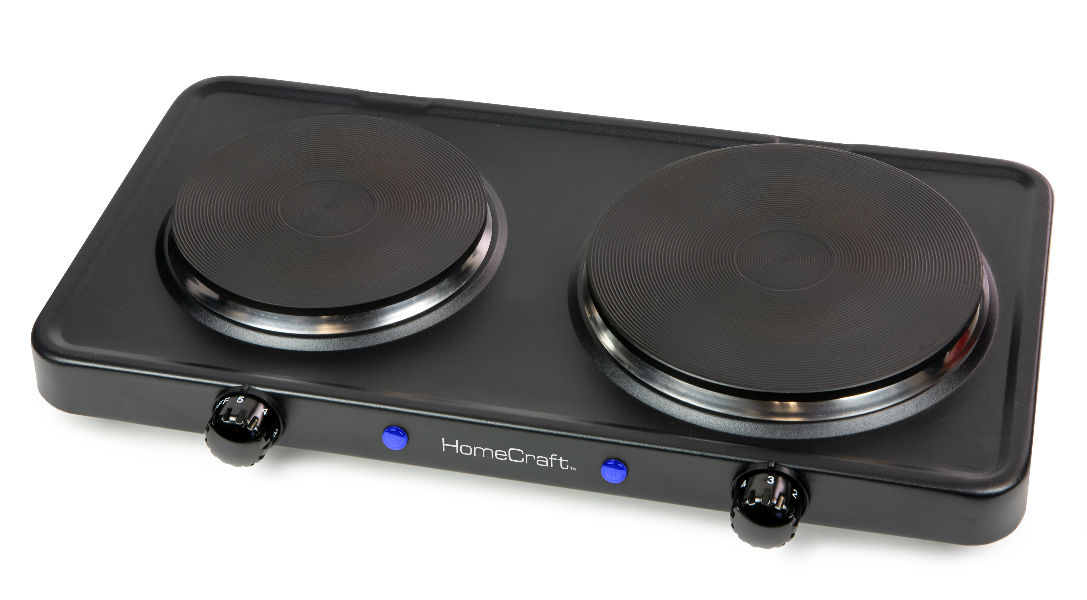 HomeCraft Portable Countertop Double Burner Hot Plate Electric Cooktop ...