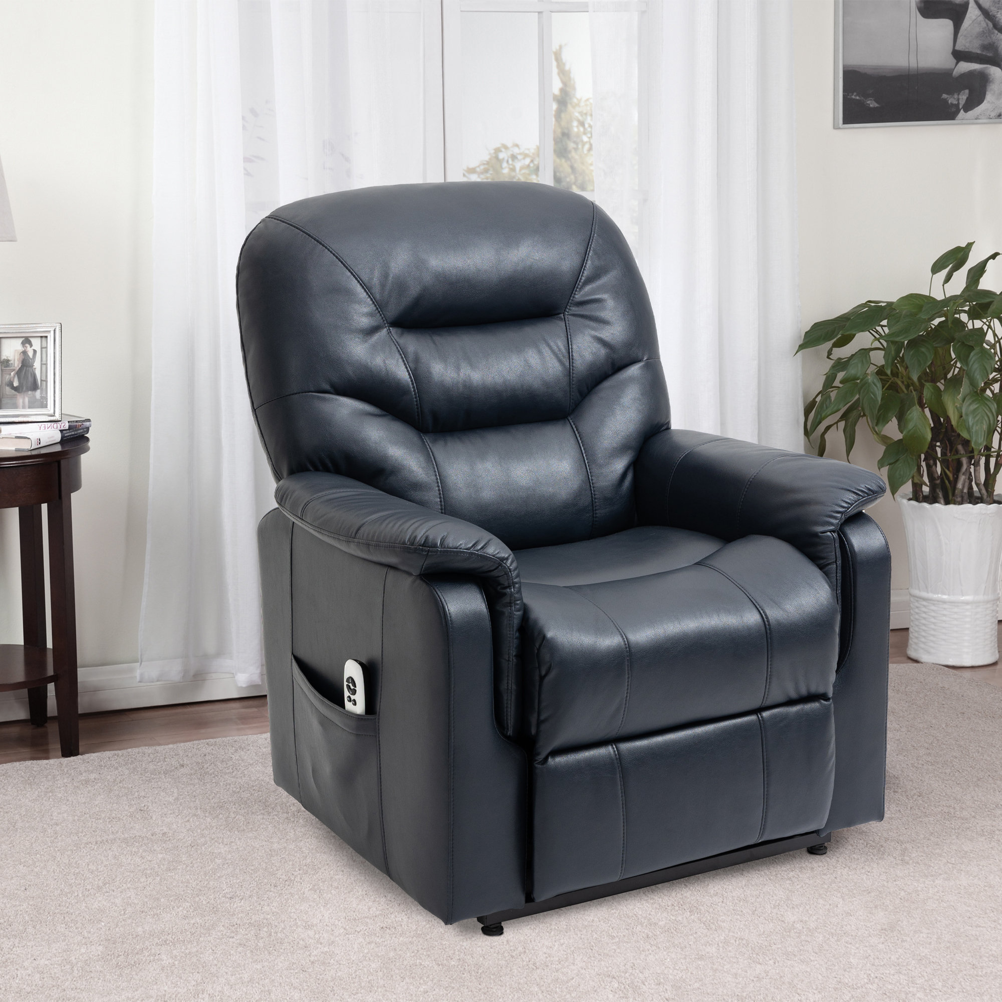 Latitude Run® 37.75'' Wide Faux Leather Power Lift Assist Standard ...