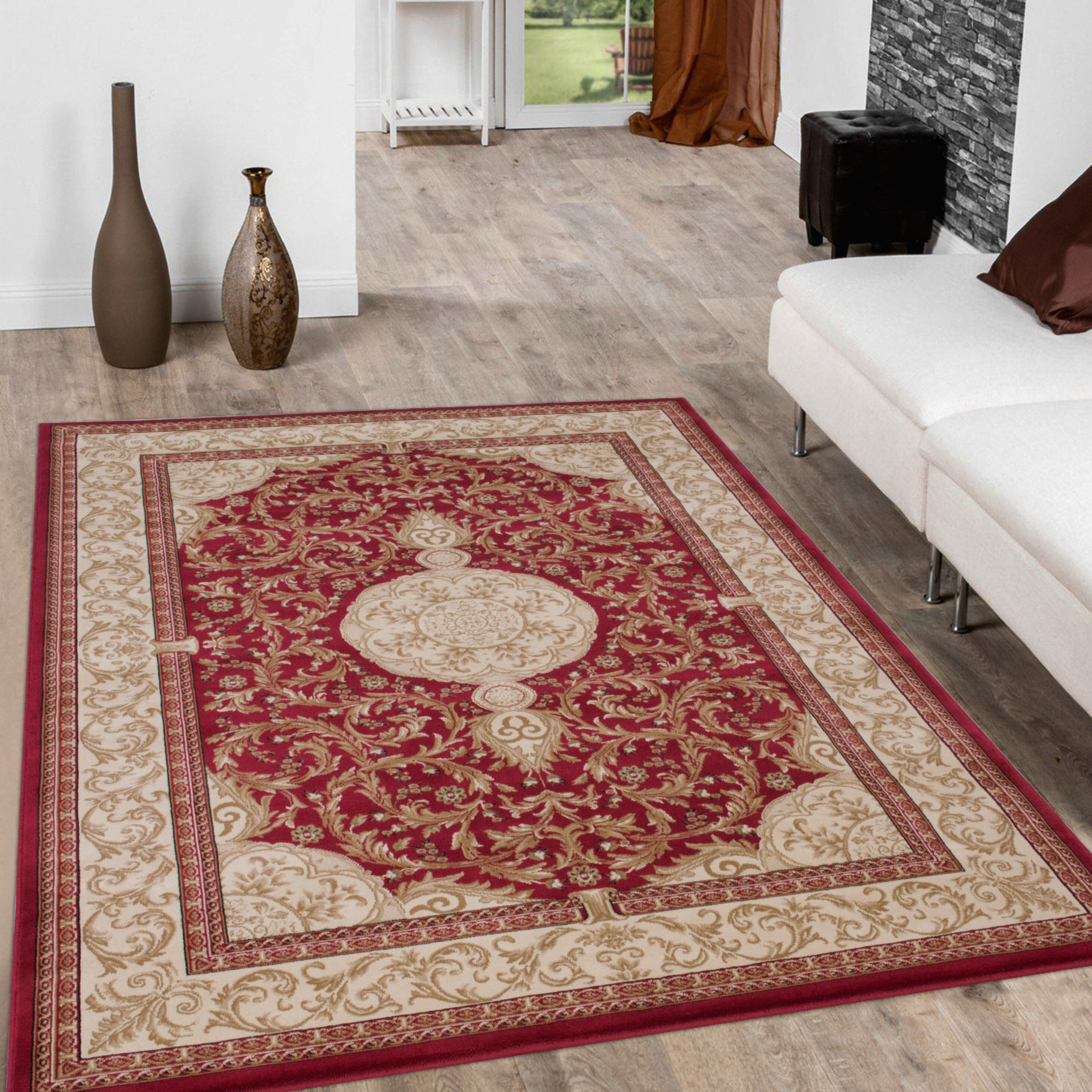 Astoria Grand Arpdale Floral Area Rug in Red | Wayfair