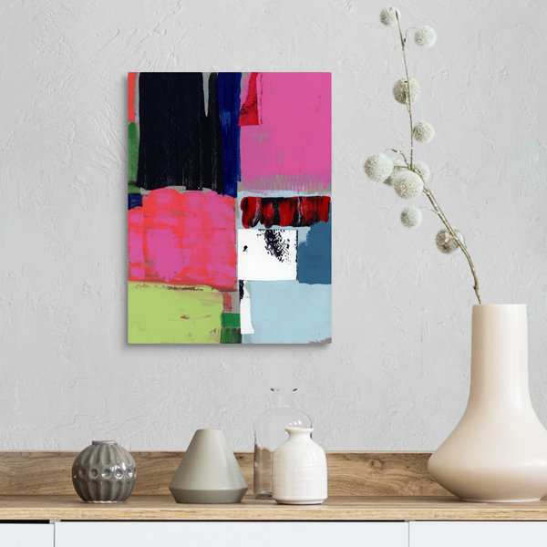 Wrought Studio Pink Blocks I - Painting on Canvas | Wayfair
