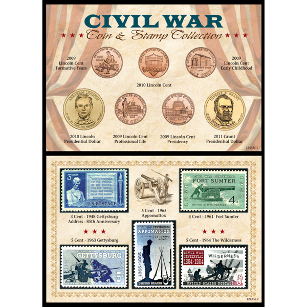 American Coin Treasure Civil War Coin and Stamp Framed Memorabilia ...