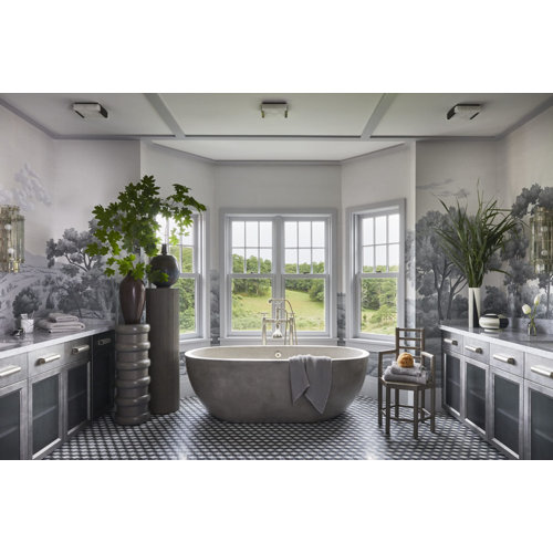 Native Trails Avalon NativeStone Freestanding Soaking Cement Bathtub ...