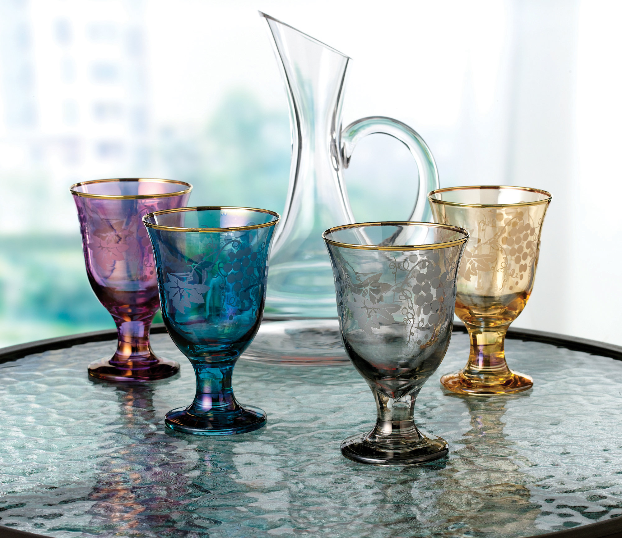 Lorren Home Trends Grape Design 10 oz. Glass Goblet | Wayfair