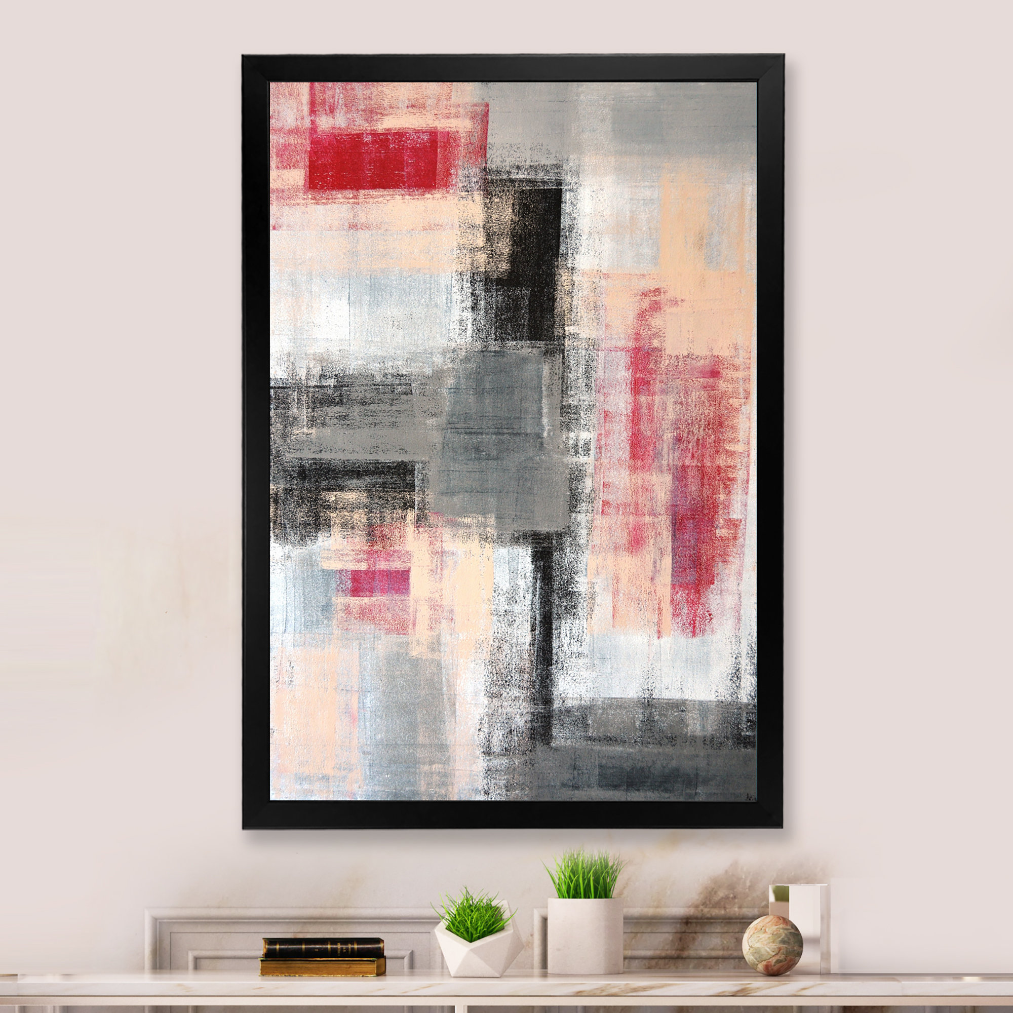 17 Stories Grey Meets Red Abstract Art Gray Meets Red Abstract Art - on ...