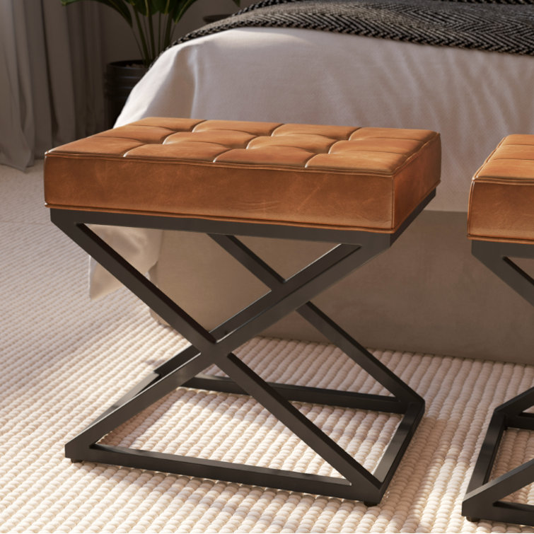 AllModern Pearson 20'' Wide Genuine Leather Tufted Rectangle Standard ...