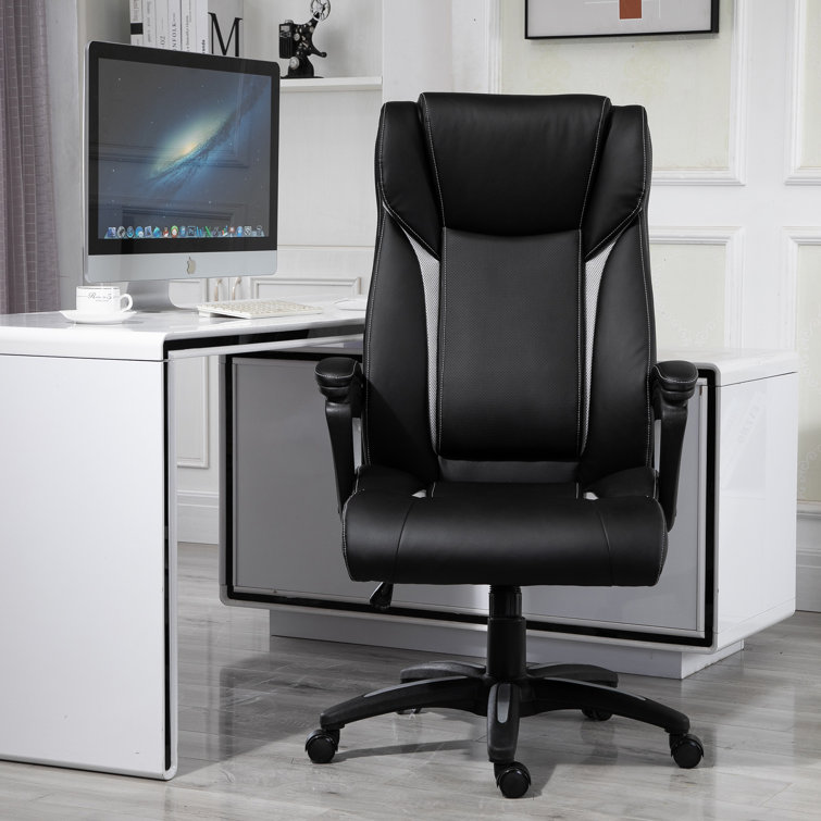Inbox Zero Ergonomic Office Chair Adjustable Height PU Leather Rocker ...