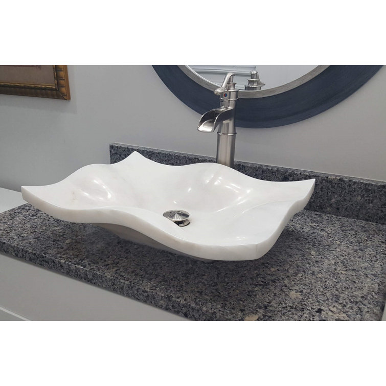 TashMart Flower Petal Stone Rectangular Vessel Bathroom Sink | Wayfair