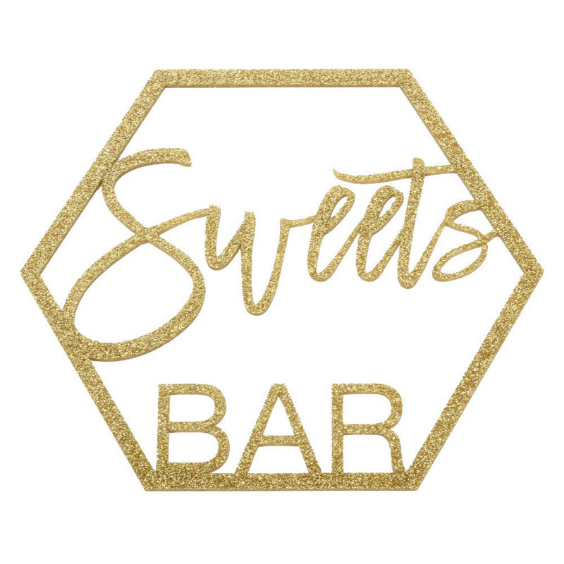 The Party Aisle™ Glitter Sweets Bar Sign Wall Décor | Wayfair