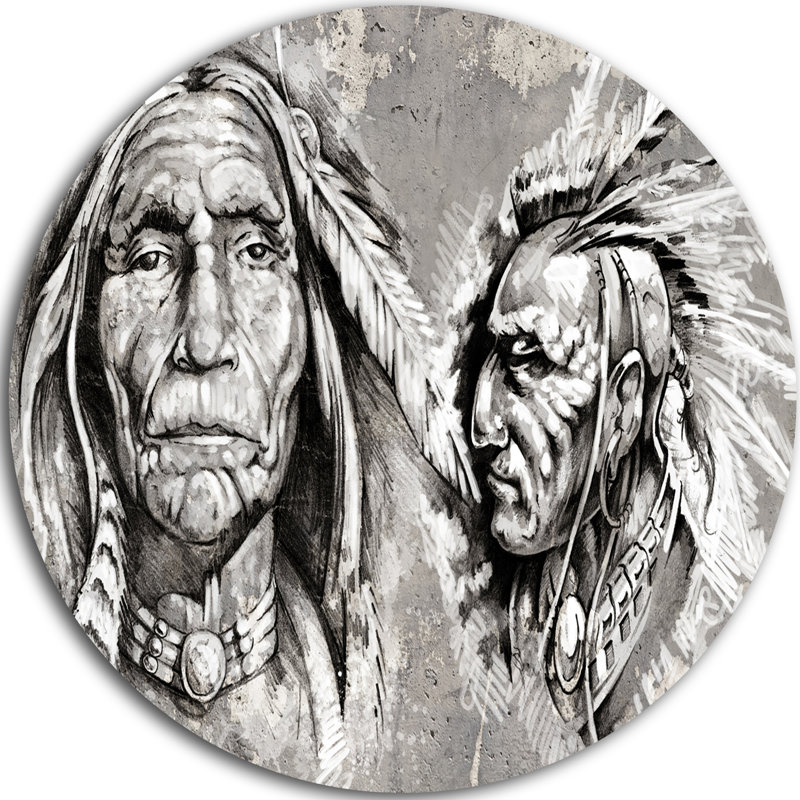 DesignArt 'Native American Indian Heads' Graphic Art Print on Metal ...