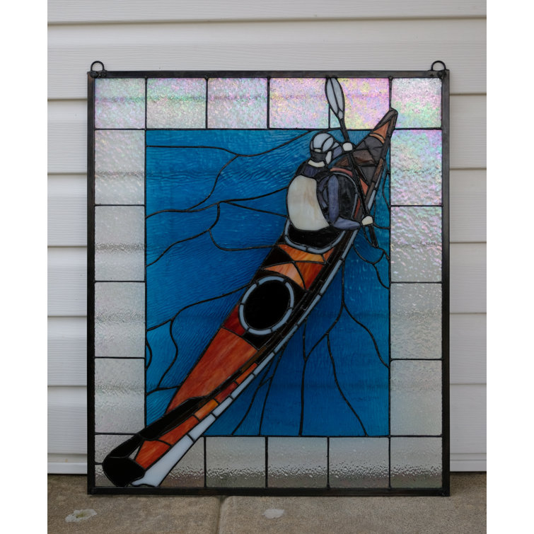 Winston Porter Boat Canoe Stained Glass Window Panel | Wayfair