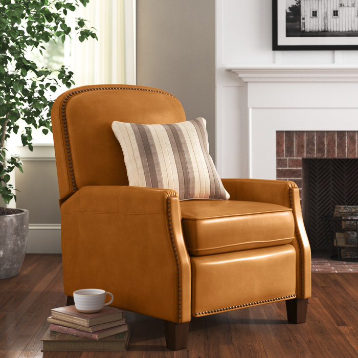 Three Posts™ Glen Ellyn 30'' Wide Genuine Leather Manual Club Recliner ...